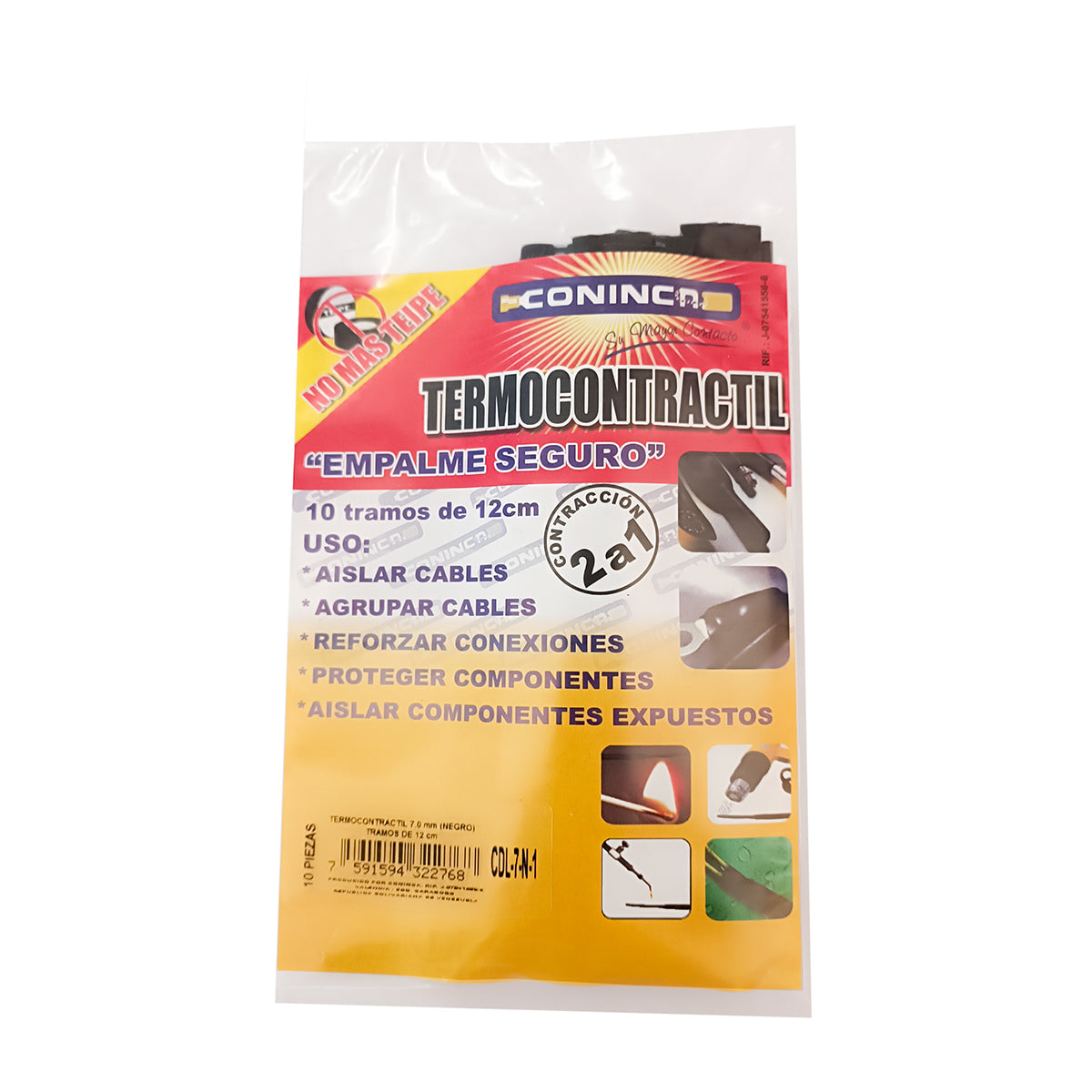 Termocontractil Color Negro 7Mm 1Opzas Cdl-7-N-1 Coninca — CLIDAIR